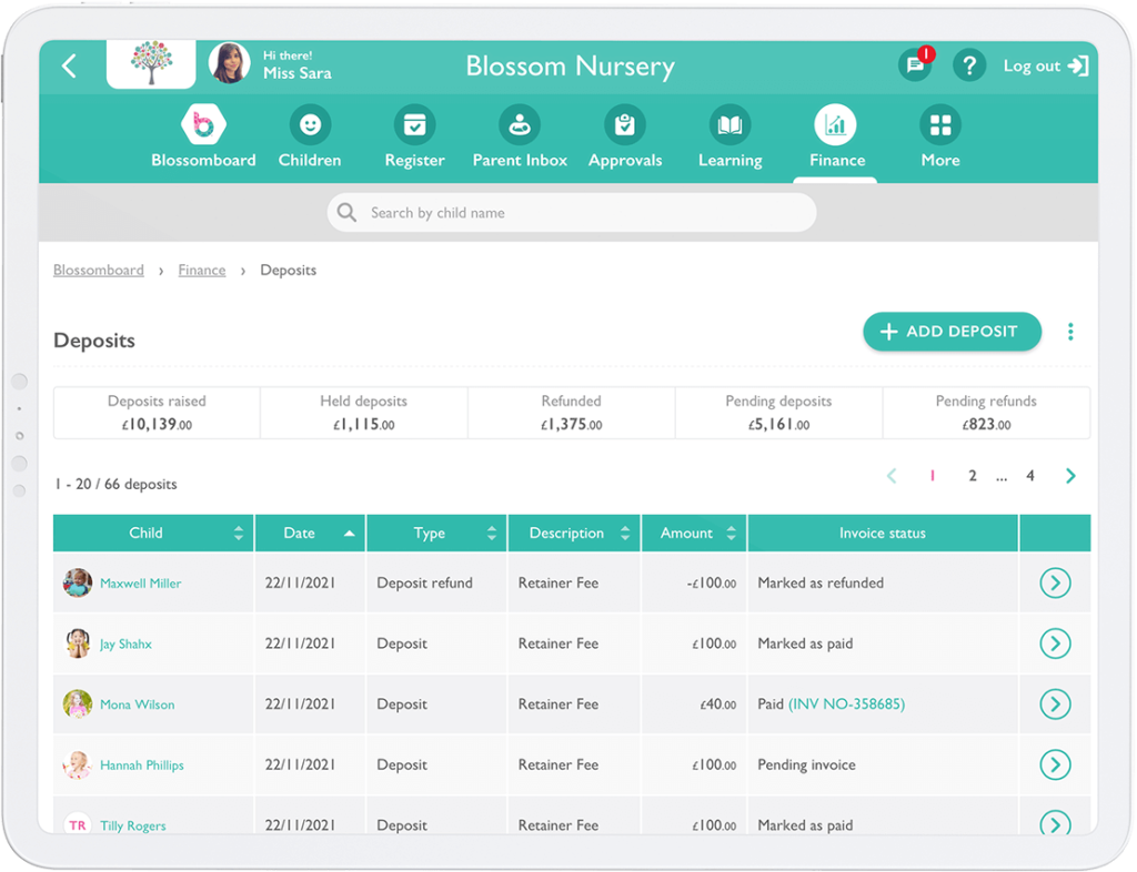 Nursery Invoicing Software - Blossom Educational